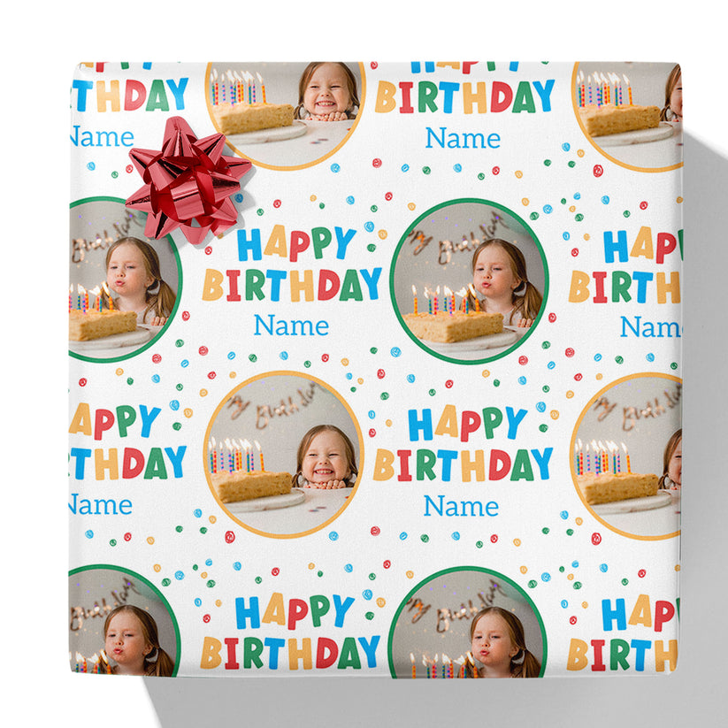 Colourful Happy Birthday Photo and Name Gift Wrap – Simply Gift Wrap